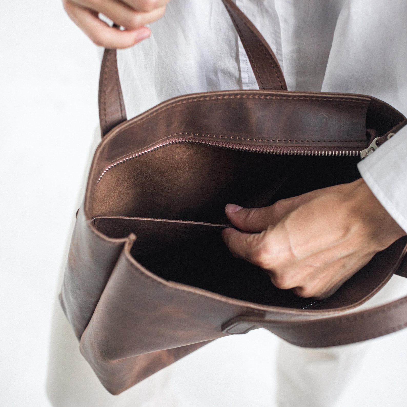 Mini Crossbody Tote Bag Leather Handbag Tote Handmade - Etsy