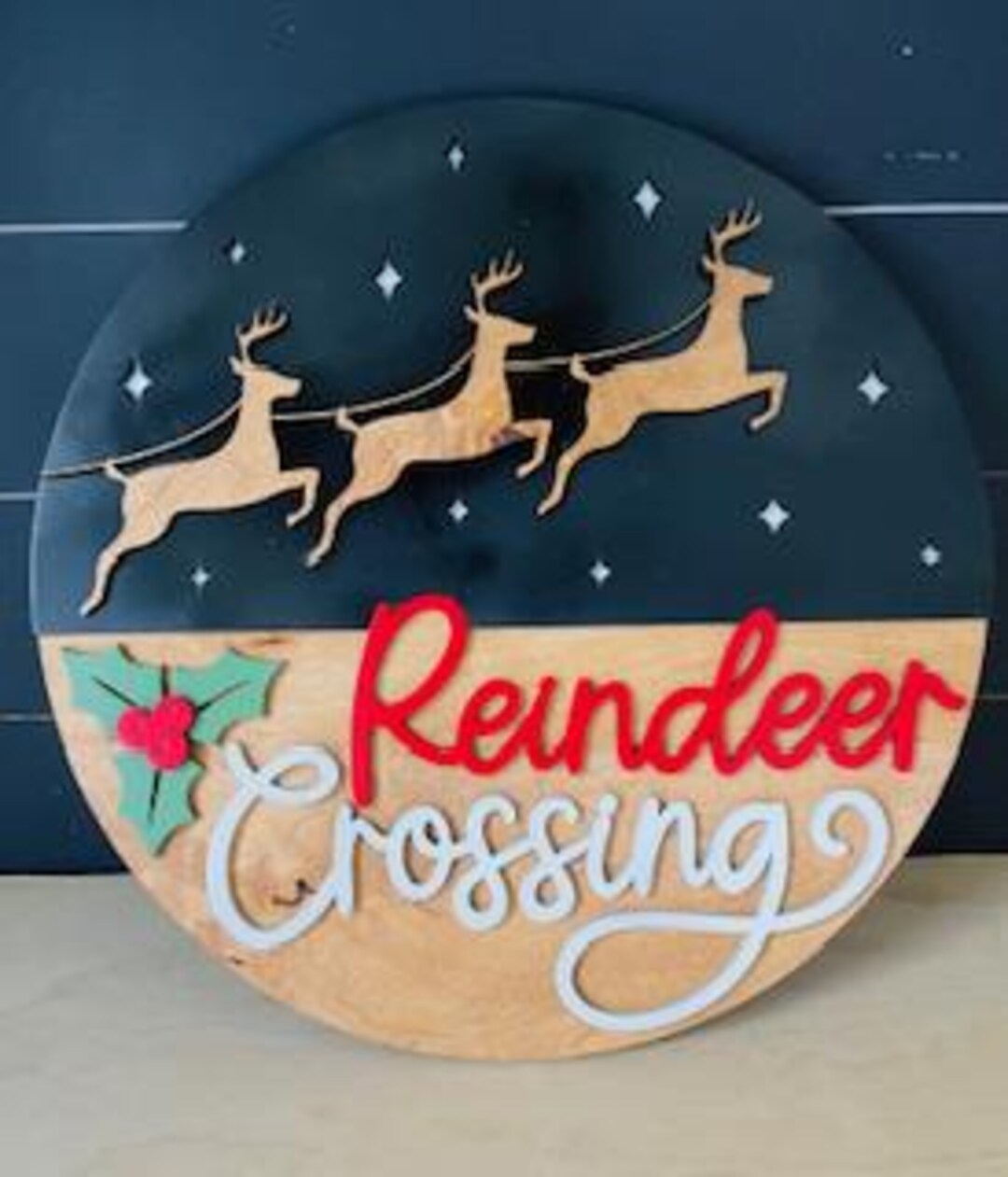 Christmas Door Hanger Reindeer Crossing | Christmas Sign | Front Door Sign - Etsy