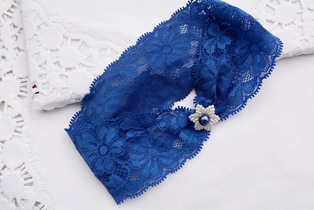 Bridal Garter Navy Blue Lace White Flower Wedding Bride Garter Sets ...