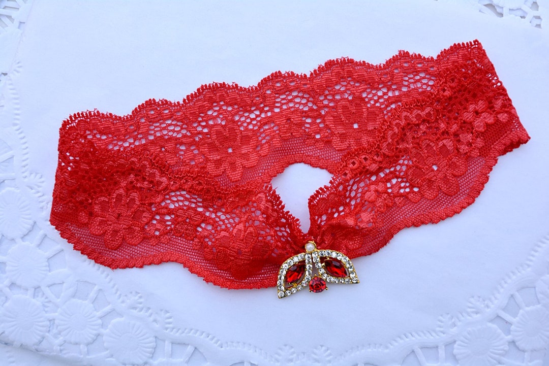Red Lace Gold Wedding Garter Red Lace Rhinestone Bridal Garter - Etsy