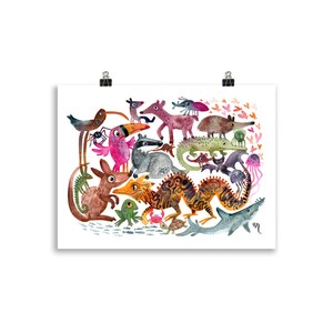Connected Animals Illustration Art Print - Etsy