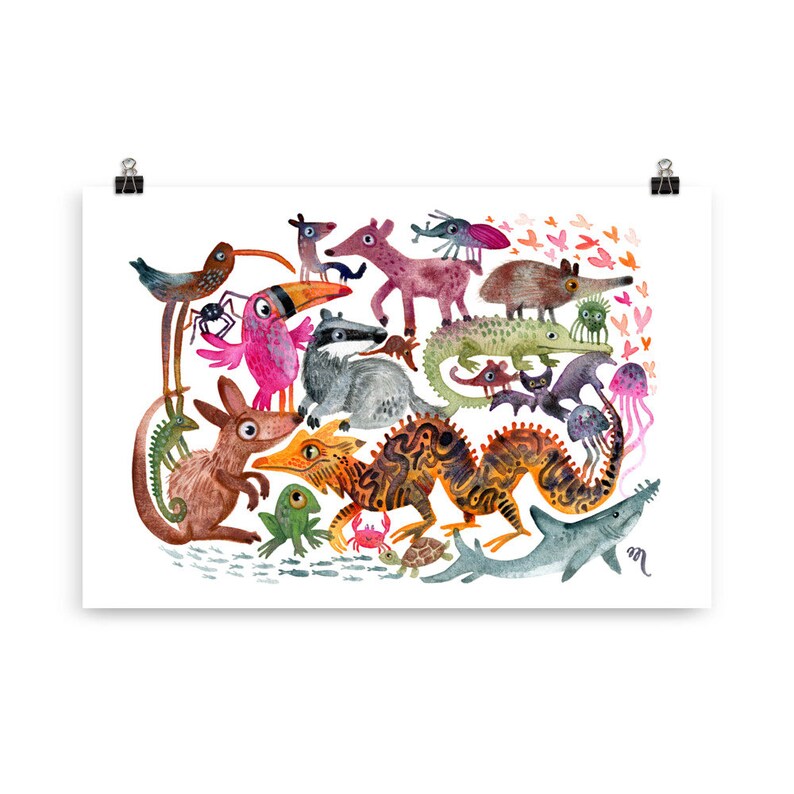 Connected Animals Illustration Art Print - Etsy