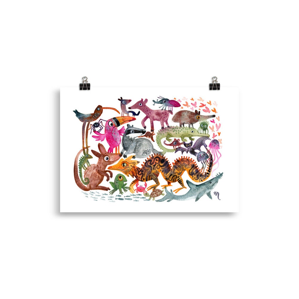 Connected Animals Illustration Art Print - Etsy