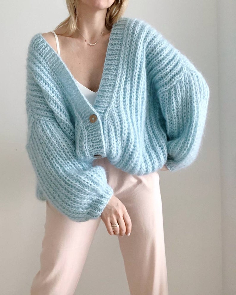 Cable Knit Cardigan Chunky Knit Cardigan Blue Knit Cardigan - Etsy