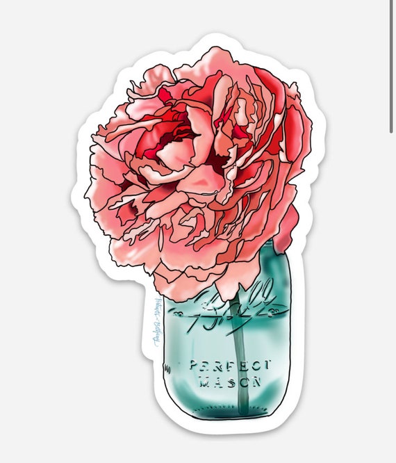 Perpetual Peony Vinyl Sticker - Etsy