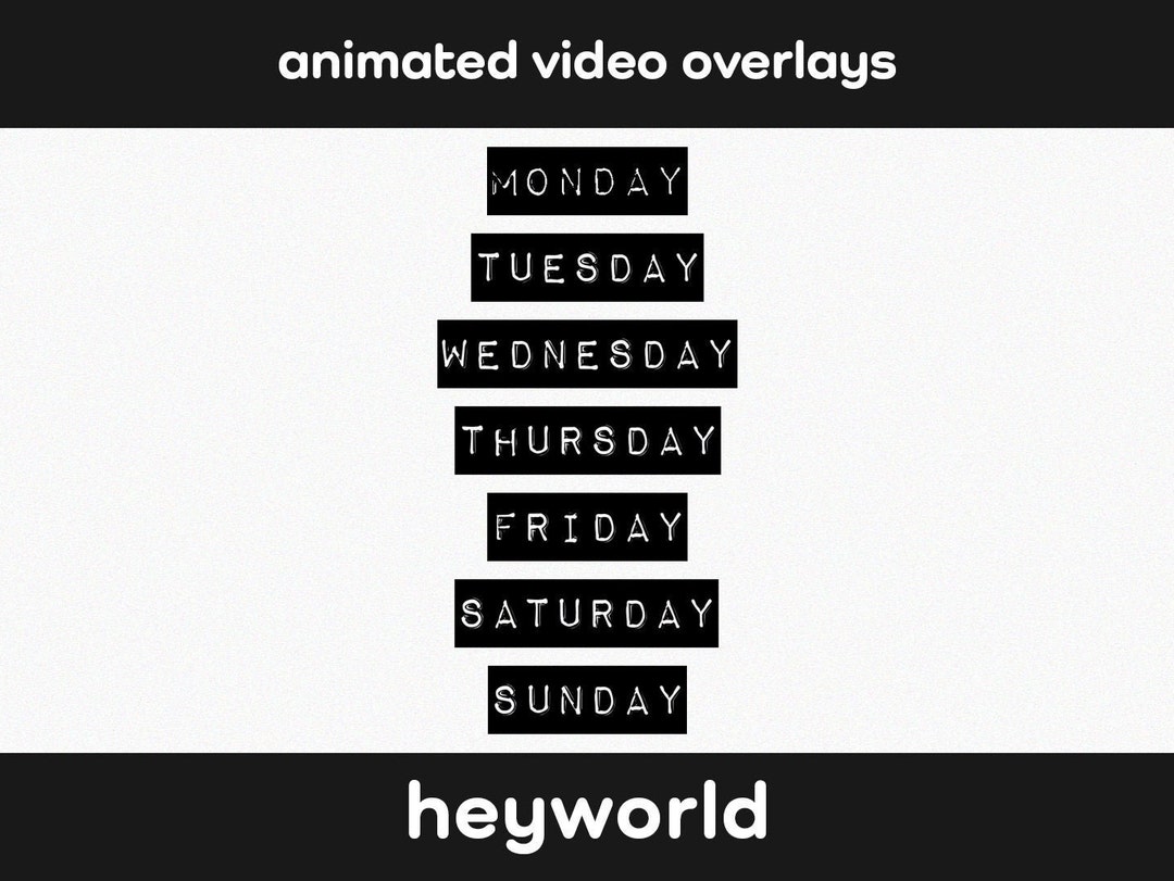 Days of the Week Titles - Vlog Titles - Typewriter - Labels - Animated ...