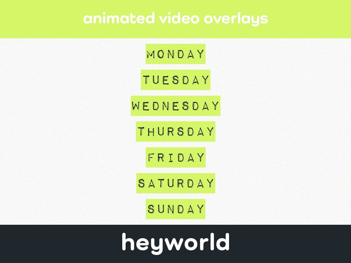 Days of the Week Titles - Vlog Titles - Dymo Labels - Animated Overlay ...