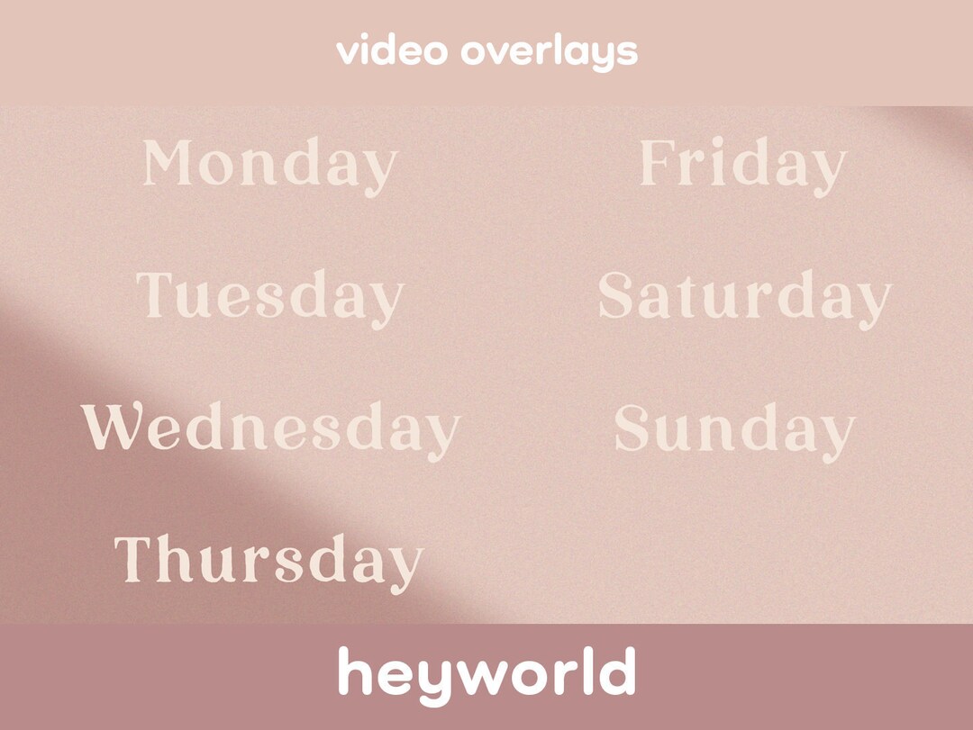 Days of the Week Titles - Video Overlays - Sunday Collection - Heyworld ...