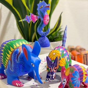 Armadillo Alebrije Seahorse Spirit Animals Handmade Wood Figure ...