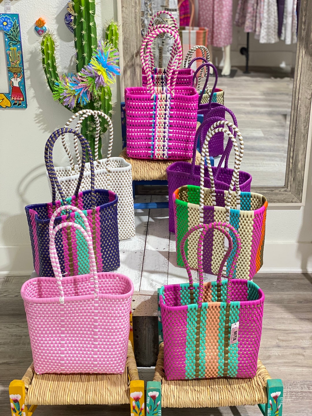 Small Mexican Market Bag Handwoven Bag Mexican Basket Tote Bag Mexican ...