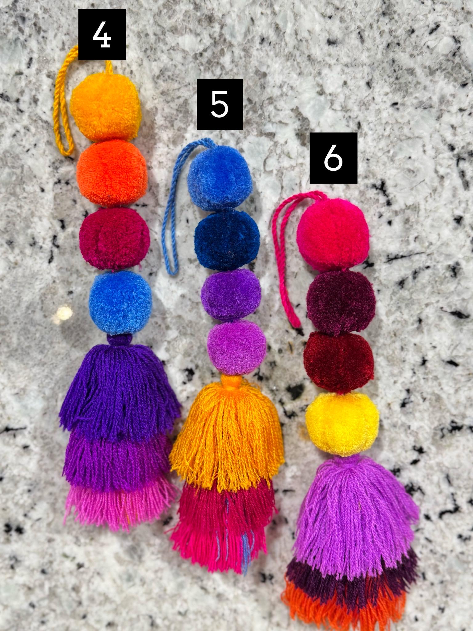Handmade Multicolor Pom Pom Tassel: Fiesta Decor, Purse Charm - Etsy