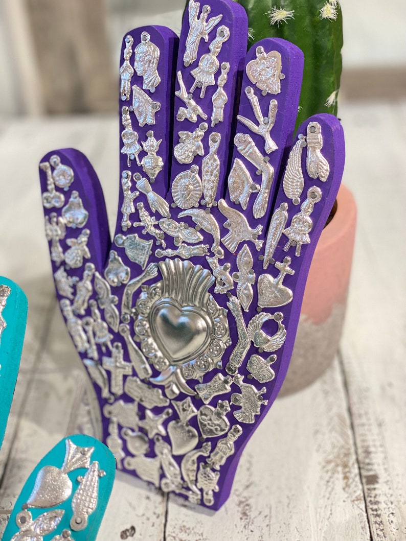 Milagros Hand: Mexican Folk Art, Sacred Heart Wall Decor - Etsy