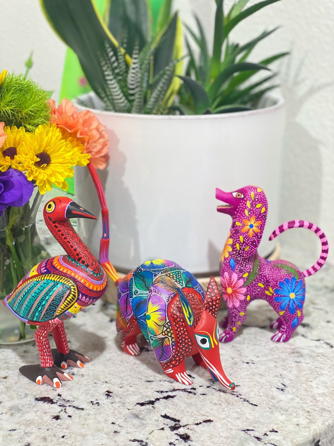 Oaxacan Alebrije - Animal Wood Carving - Armadillo - Bird - Garza - Dog ...