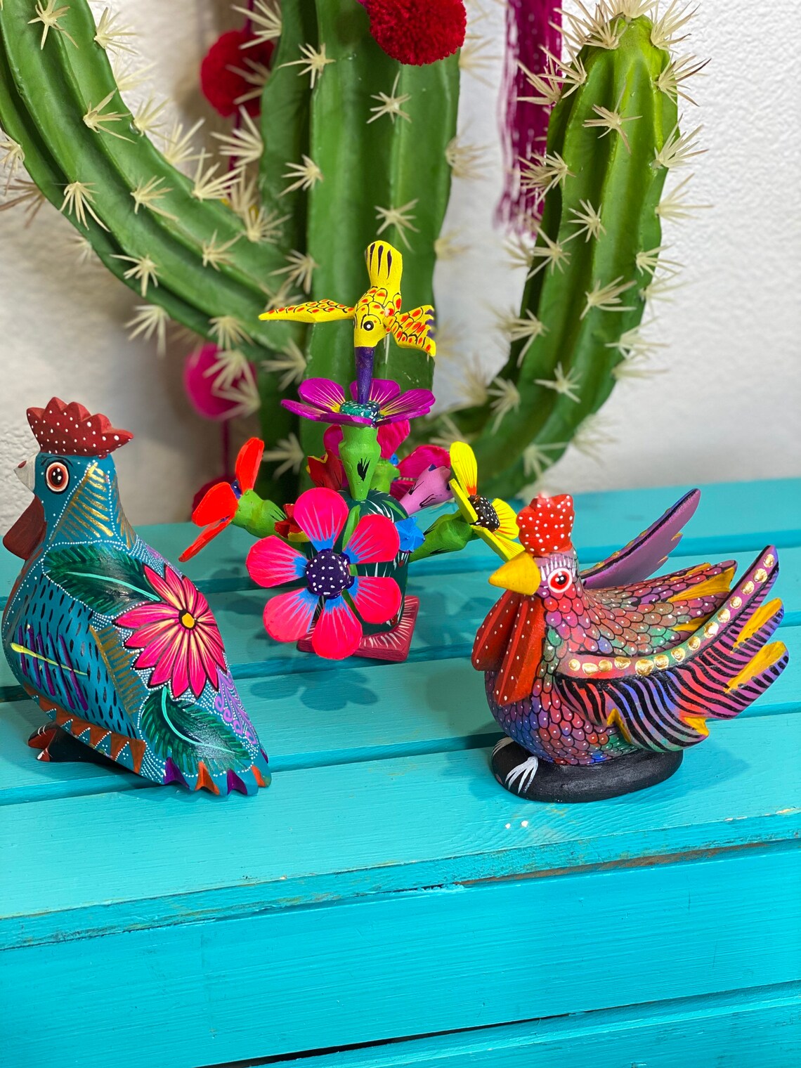 Cactus Alebrijes Chicken Hummingbird Copal Alebrije | Etsy