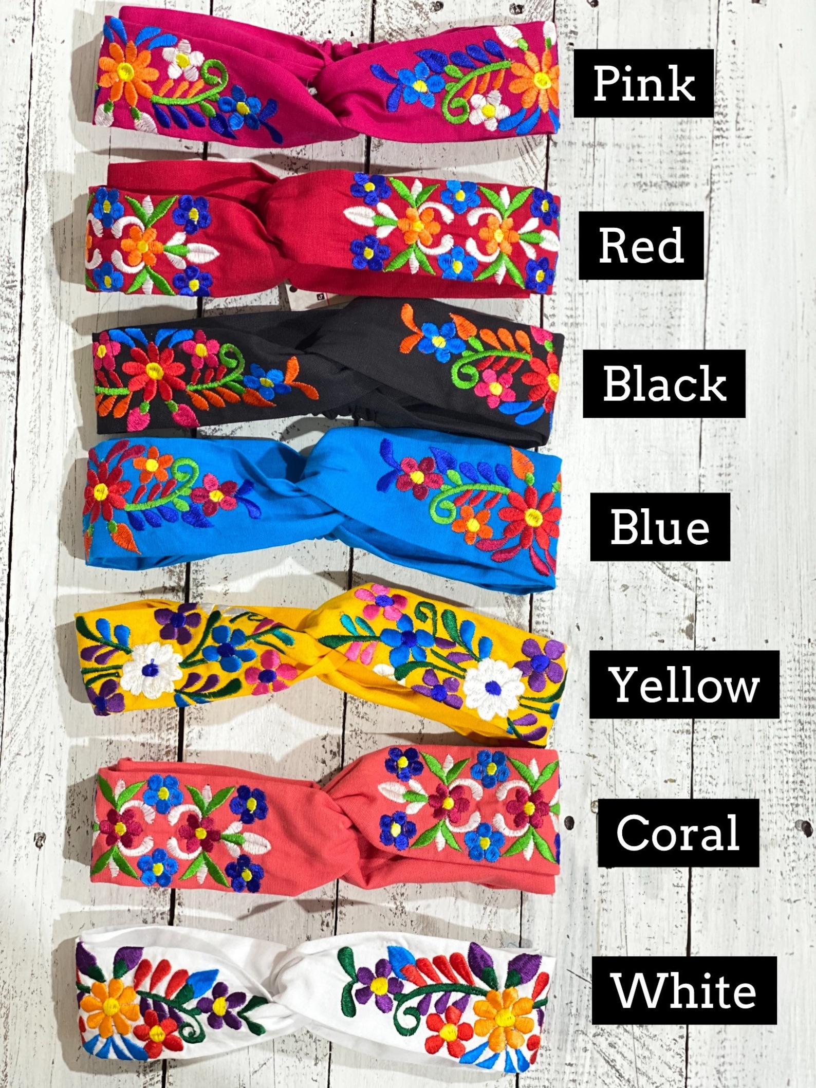 Mexican Embroidered Headband: Floral Cotton Turban, Fiesta Headwear - Etsy