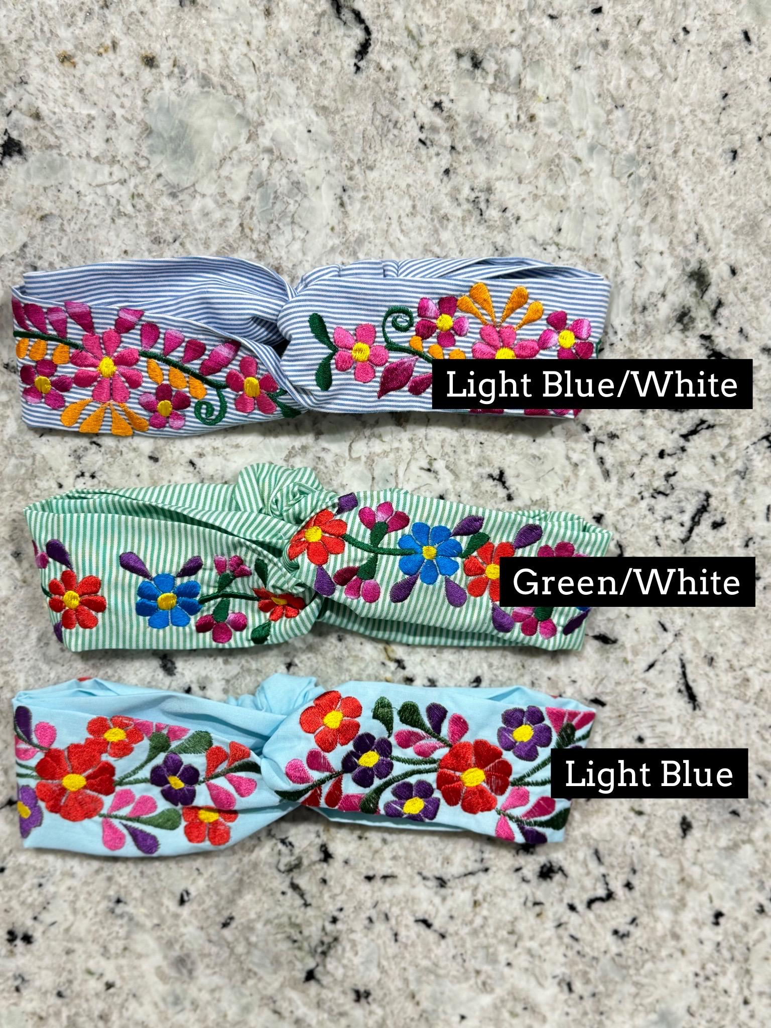 Mexican Embroidered Headband: Floral Cotton Turban, Fiesta Headwear - Etsy