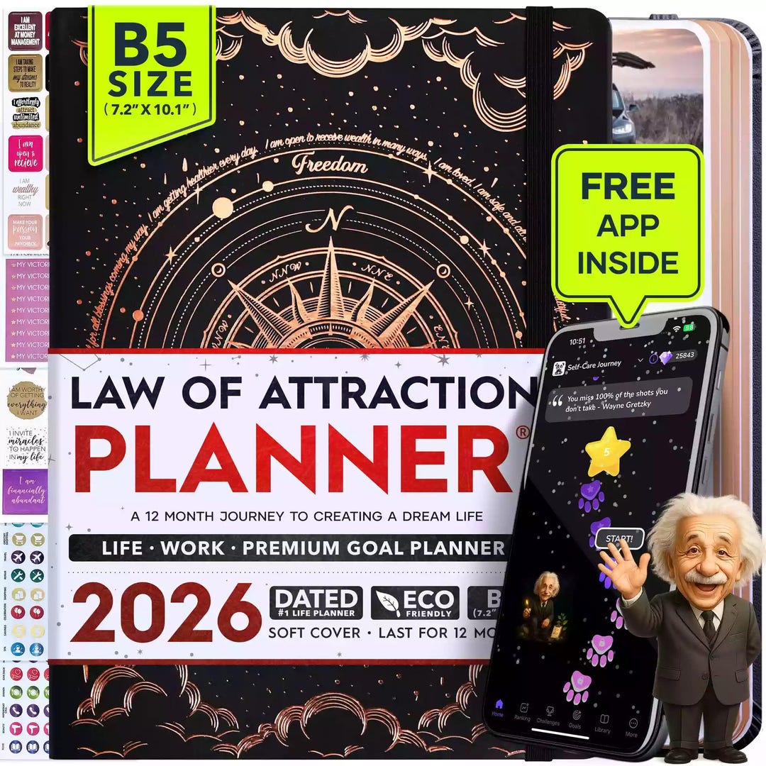 BOGO Jan - Dec 2026 Dated Deluxe LOA 12 Month Planner (B5 Size) Black ...