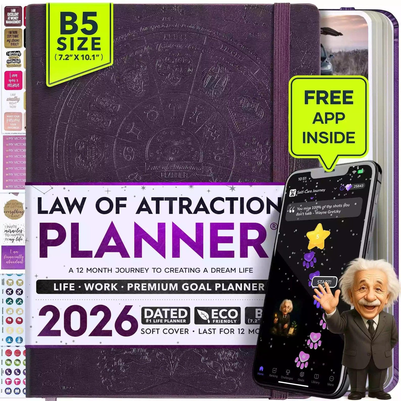 BOGO Jan - Dec 2026 Dated Deluxe LOA 12 Month Planner (B5 Size) Purple ...