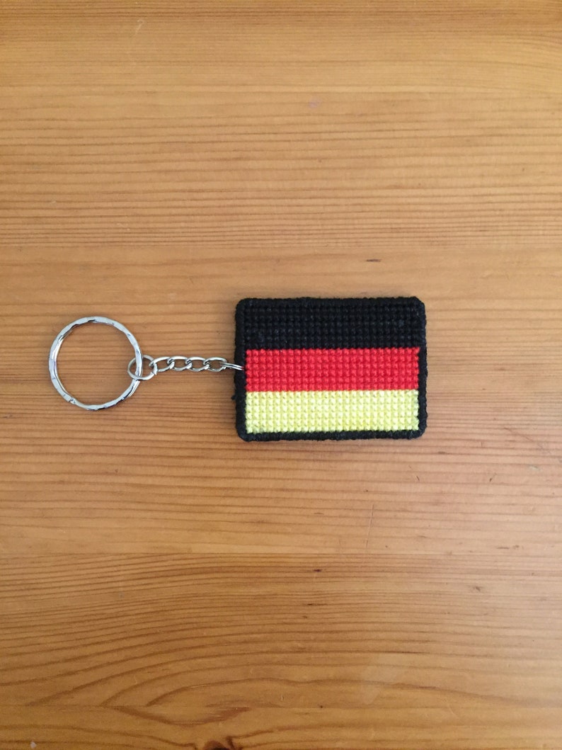 Handmade German Flag Cross Stitch Keychain Germany Keychain | Etsy