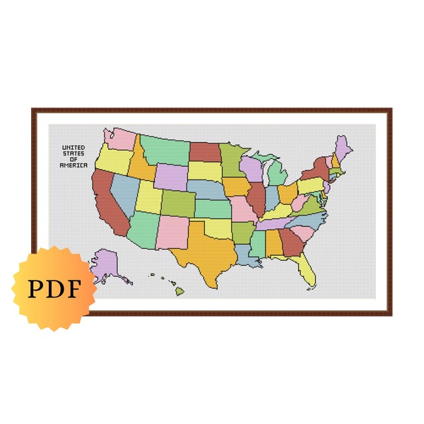 United States Map Cross Stitch - Etsy