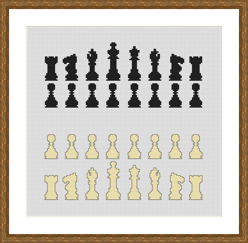 Chess Pieces Counted Cross Stitch Pattern Chess Cross Stitch | Etsy