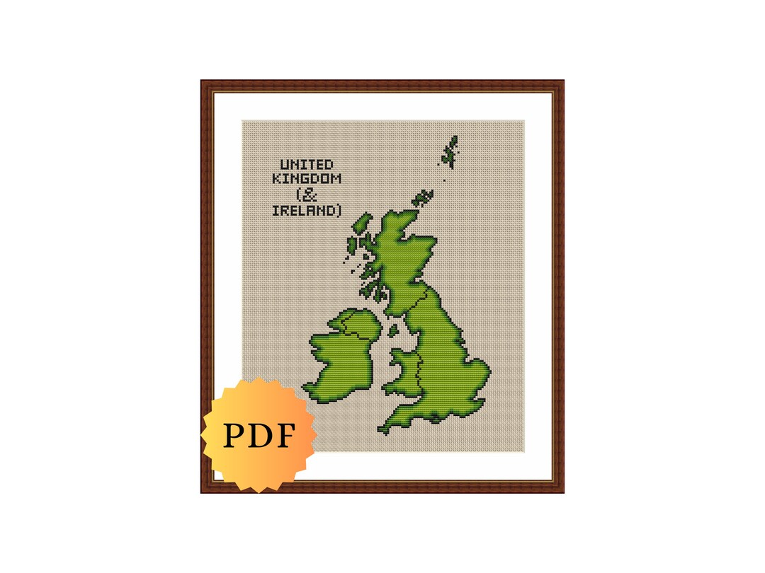 Counted Cross Stitch Pattern, Map of UK and Ireland, United Kingdom ...