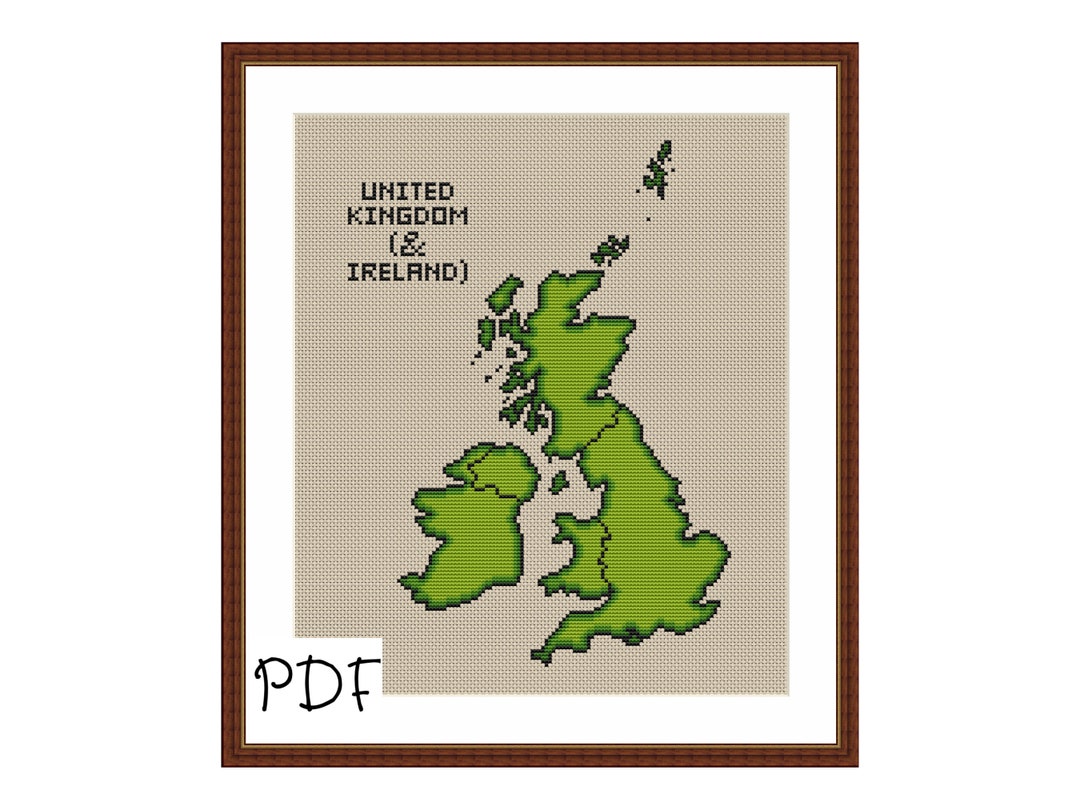 Counted Cross Stitch Pattern Map of UK and Ireland United - Etsy