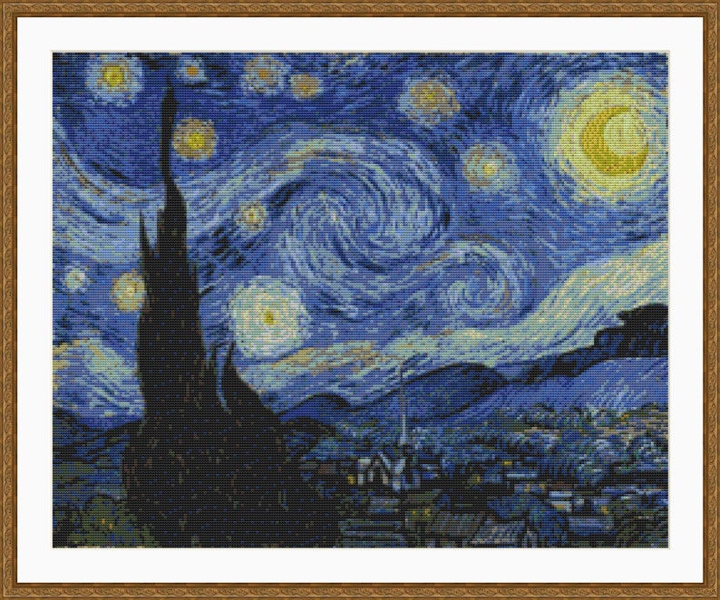 Van Gogh Starry Night Counted Cross Stitch Pattern Starry - Etsy