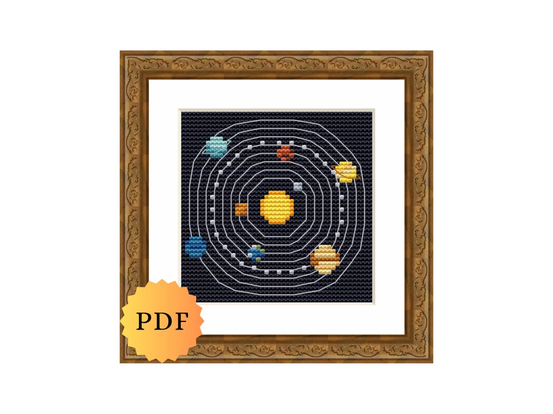 Counted Cross Stitch Pattern, Mini Solar System, Planets, Pattern Chart ...