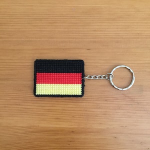 Handmade German Flag Cross Stitch Keychain, Germany Keychain, German ...