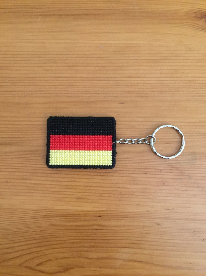 Handmade German Flag Cross Stitch Keychain, Germany Keychain, German ...