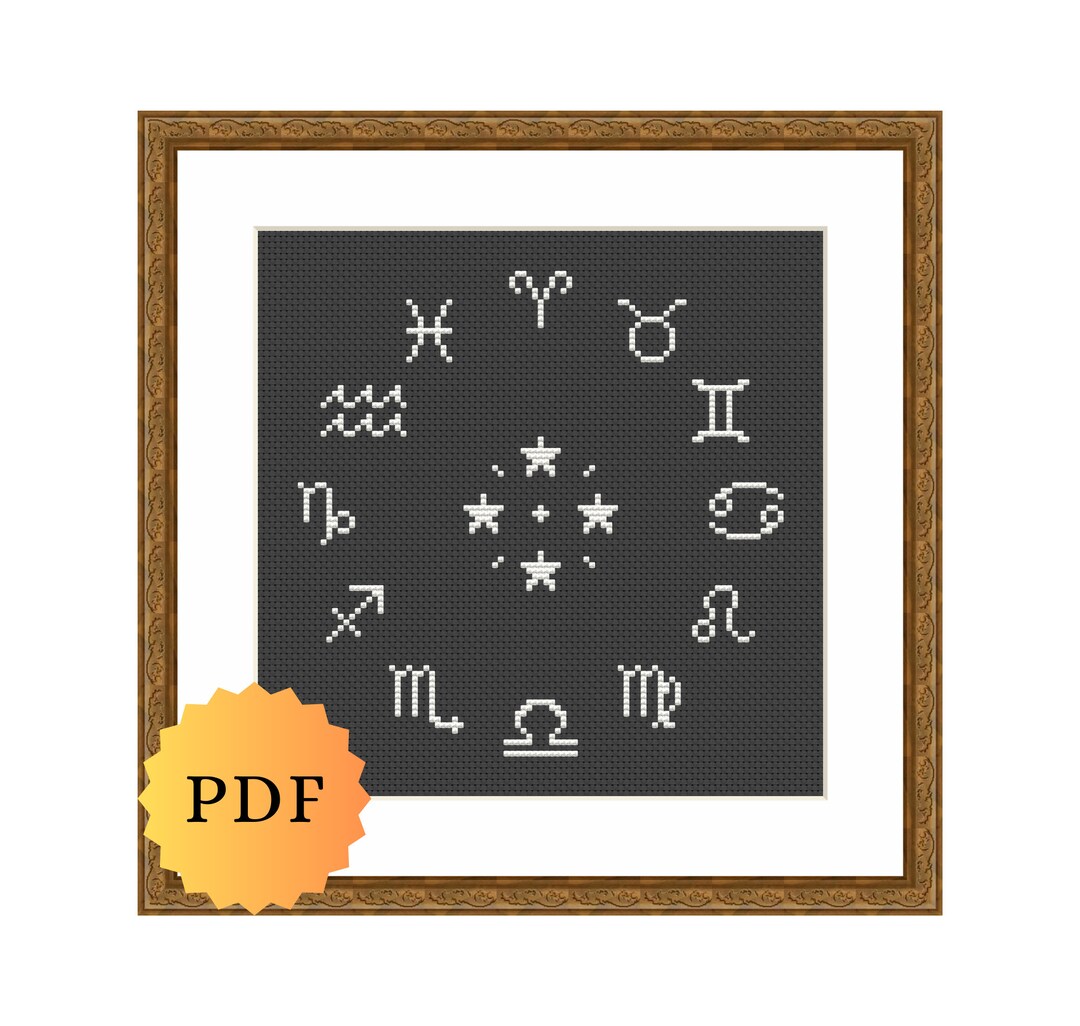 Counted Cross Stitch Pattern, Zodiac Sign Symbols, Zodiac Cross Stitch ...