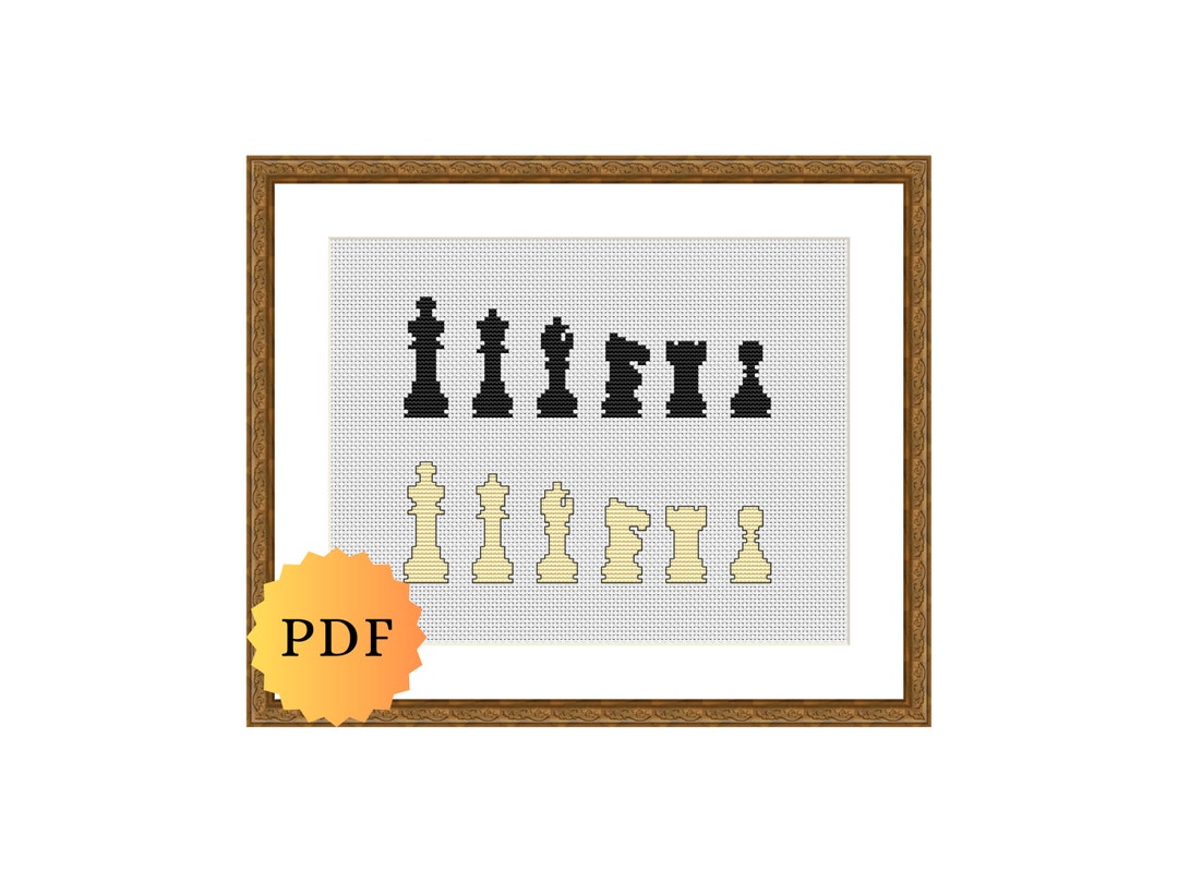 Chess Pieces Counted Cross Stitch Pattern, Chess Cross Stitch, King ...