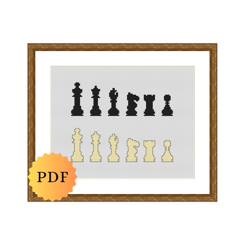 Chess Pieces Cross Stitched - Etsy