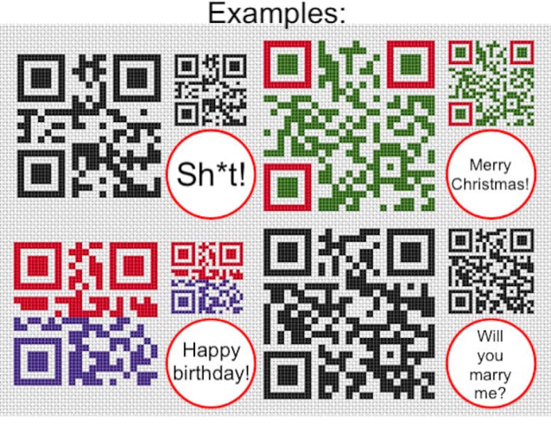 Custom QR Code Cross Stitch Pattern, Turn Any Text or Url Into QR Code ...