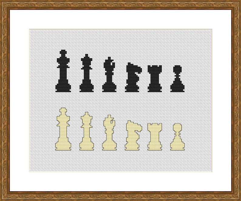Chess Pieces Counted Cross Stitch Pattern, Chess Cross Stitch, King ...
