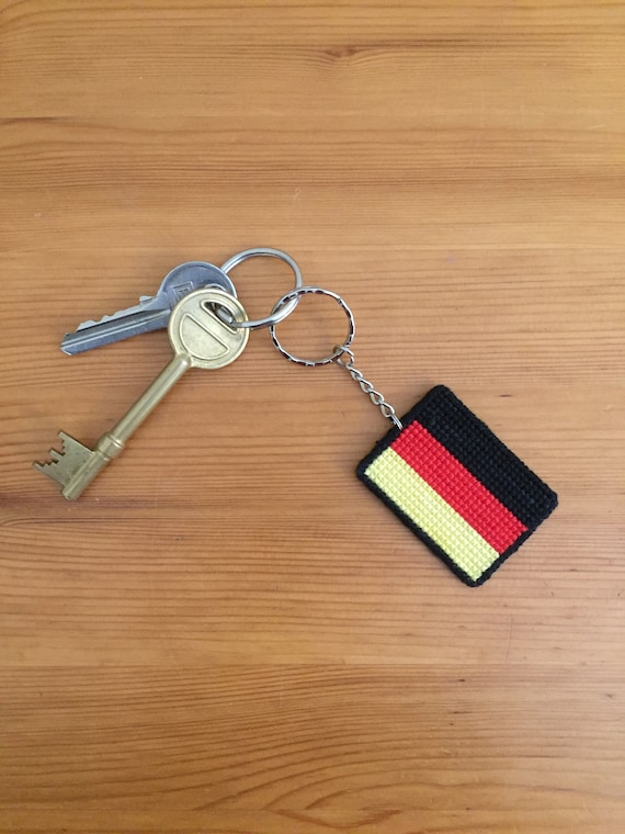 Handmade German Flag Cross Stitch Keychain Germany Keychain | Etsy