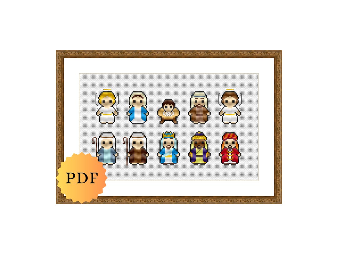 Counted Cross Stitch Sampler, Mini Nativity Character Collection, Cross ...