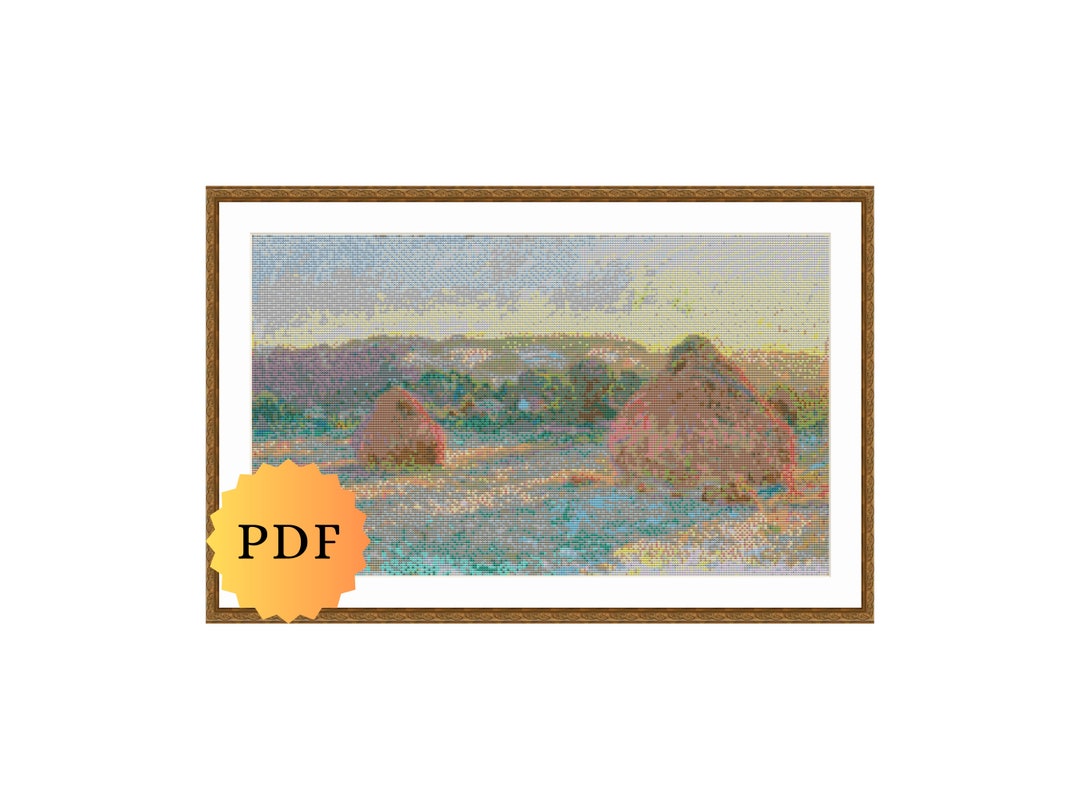 Counted Cross Stitch Pattern, Monet Stacks of Wheat End of Summer ...