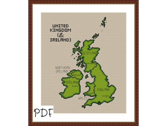 Map of UK and Ireland Counted Cross Stitch Pattern United - Etsy UK