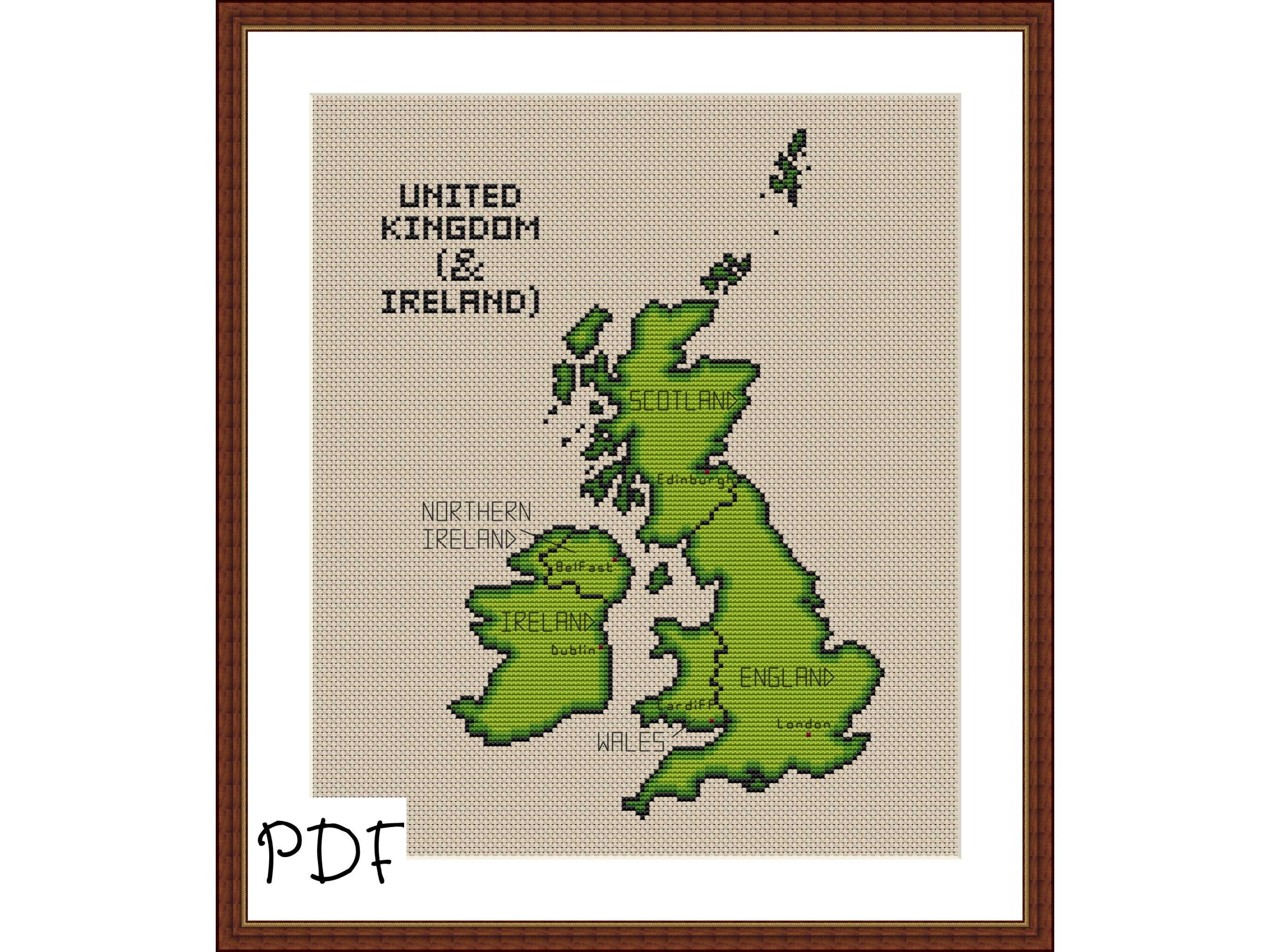 Map of UK and Ireland Counted Cross Stitch Pattern United - Etsy