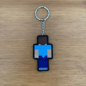 Reversible Handmade Cross Stitch Keychain, Steve Keychain, Double Sided ...