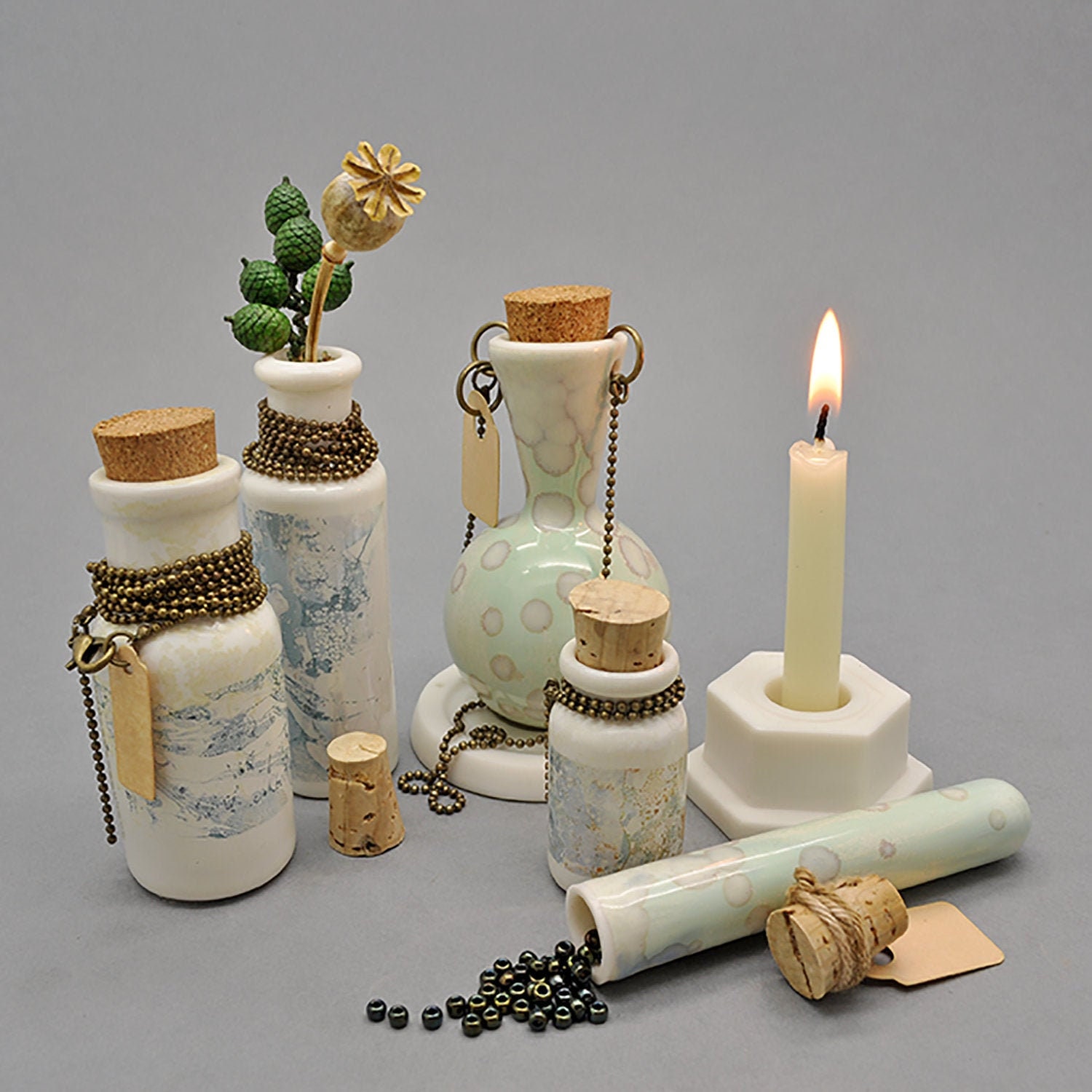 Unique Porcelain Bottle & Flask Set - Etsy Ireland
