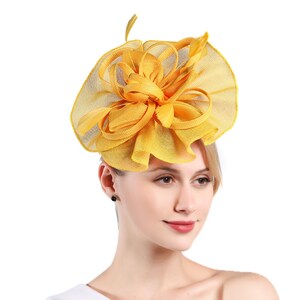 Yellow Color Fascinator Hat for Women Tea Party Wedding Kenturky Derby ...