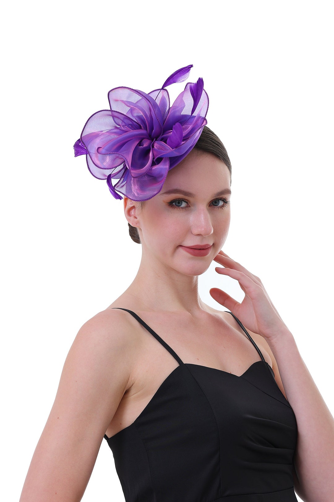 Purple Color Fascinator Hat for Women Tea Party Wedding Kenturky Derby ...