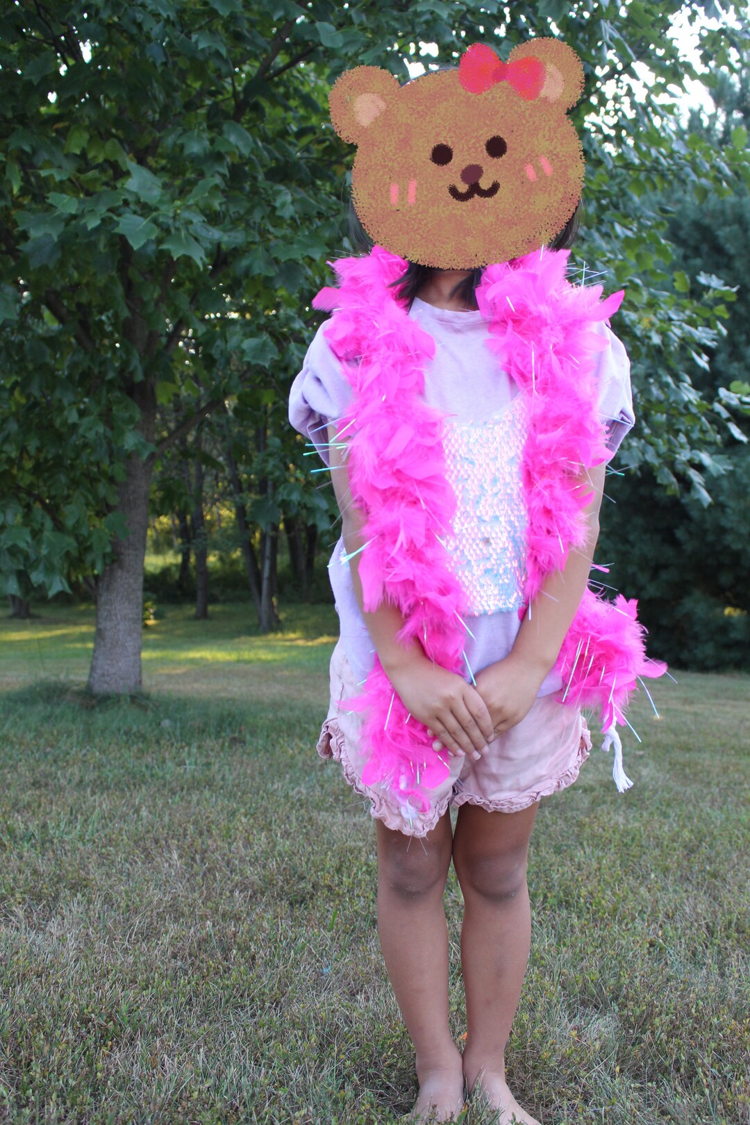 Cerise Pink W/silver Lurex Color 25 Gram, 4 Feet Long Chandelle Feather ...