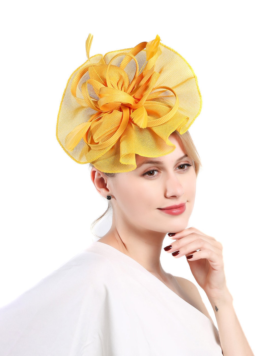 Yellow Color Fascinator Hat for Women Tea Party Wedding Kenturky Derby ...