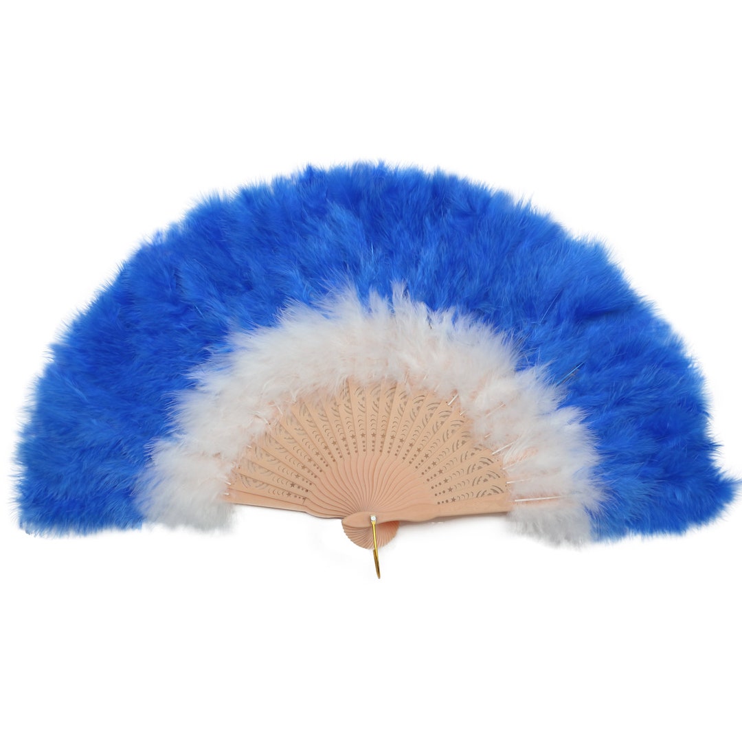 Royal Blue Mix White Feather Fan, Great for Party, Wedding, Halloween ...