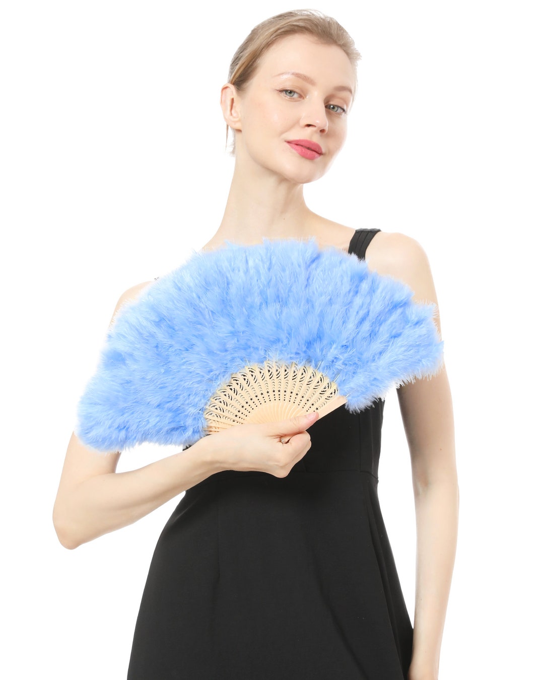Baby Blue Feather Fan, Great for Party, Wedding, Halloween Costume ...