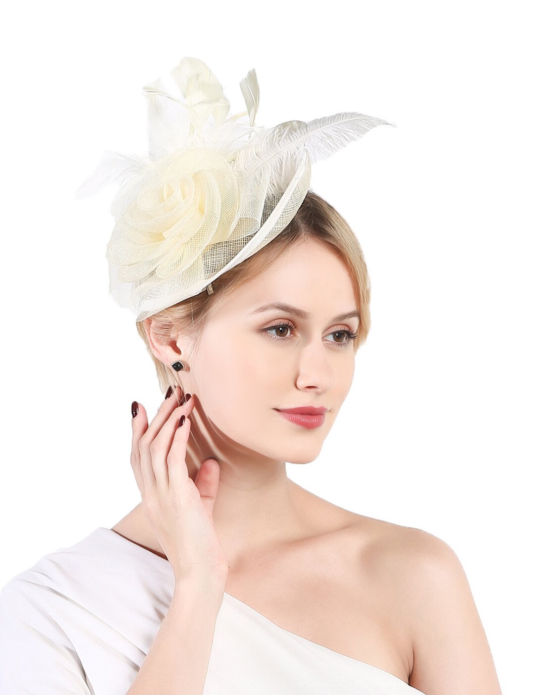 Beige Color Fascinator Hat for Women Tea Party Wedding Kenturky Derby ...